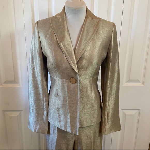 Kasper | Jackets & Coats | Kasper 3 Pc Gold Shimmer Pant Suit With ...